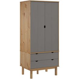 vidaXL - Kleiderschrank otta Braun&Grau 76,5x53x172 cm Massivholz Kiefer