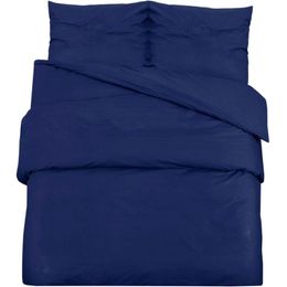 vidaXL - Bettwäsche-Set Marineblau 240x220 cm Leichte Mikrofaser