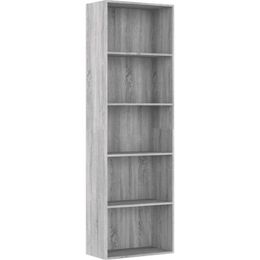 Bücherregal 5 Fächer Grau Sonoma 60x30x189 cm Holzwerkstoff vidaXL