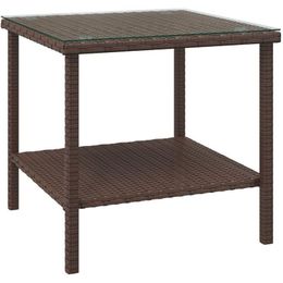 Beistelltisch Braun 45x45x45 cm Poly Rattan und Hartglas vidaXL