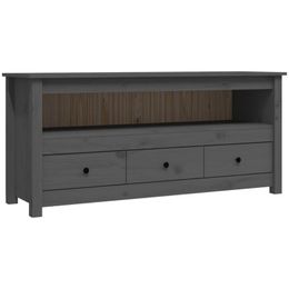 vidaXL - TV-Schrank Grau 114x35x52 cm Massivholz Kiefer