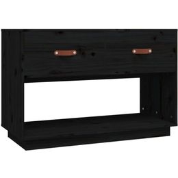 vidaXL - TV-Schrank Schwarz 90x40x60 cm Massivholz Kiefer