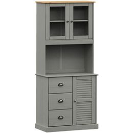 Highboard vigo Grau 78x40x175 cm Massivholz Kiefer vidaXL