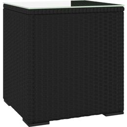 vidaXL - Beistelltisch Schwarz 40x37x40,5 cm Poly Rattan und Hartglas