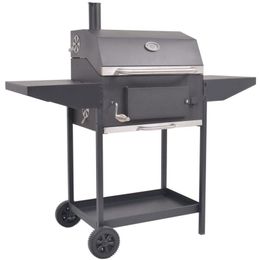 vidaXL - Holzkohlegrill Smoker mit Ablage Schwarz