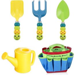 Memkey - Weihnachts-Gartenwerkzeug-Set, 5-teilig, Kinder-Gartenspielzeug mit Gießkanne, Schaufel, Tasche, Rechen, Gartenwerkzeug-Set für Kinder,