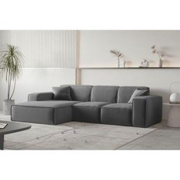 Ecksofa Designersofa celes premium Stoff Opera Velvet Dunkelgrau Ottomane Links