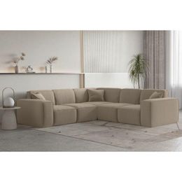 Ecksofa Designersofa CELES PREMIUM in Stoff Opera Velvet Sand Seite Universal