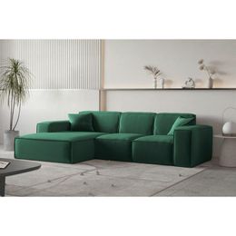 Fun Moebel - Ecksofa Designersofa celes premium Stoff Opera Velvet Grün Ottomane Links