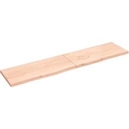 vidaXL - Tischplatte 220x50x(2-4) cm Massivholz Eiche Unbehandelt