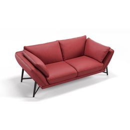 Leder 2-Sitzer Sofa estella Rot 194 x 99 x 82 cm Füße: Matt-Schwarz - Rot - Sofanella