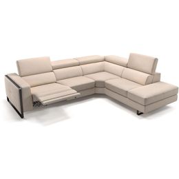 Leder Ecksofa manzano Rechts Creme 301 x 109 x 77 cm Füße: Schwarz - Creme - Sofanella