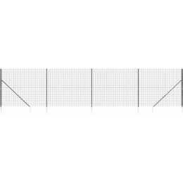 vidaXL - Maschendrahtzaun mit Bodenhülsen Anthrazit 1,6x10 m