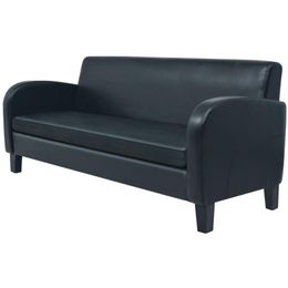 3-Sitzer-Sofa Kunstleder Schwarz vidaXL