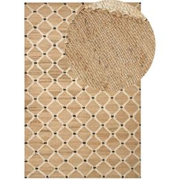 Beliani - Teppich Beige Jute Rechteckig 200x300 cm Geometriches Muster Handgemacht Boho Modern Kurzhaar für Fußbodenheizung Wohnzimmer Ausstattung