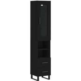 vidaXL - Highboard Schwarz 34,5x34x180 cm Holzwerkstoff