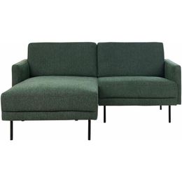 Beliani Ecksofa Dunkelgrün Stoff Rechtsseitig 2-Sitzer Sofa mit Schwarzen Metallfüßen Glamour Modern Wohnzimmer Büro Arbeitszimmer Wohnküche Esszimmer