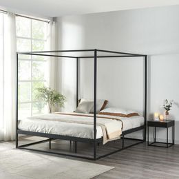 [en.casa] - Himmelbett Kristianstad Metall 160x200 cm Schwarz