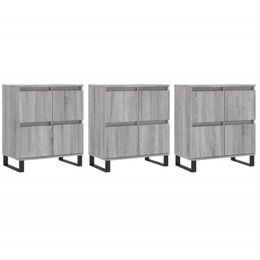 Sideboards 3 Stk. Grau Sonoma Holzwerkstoff vidaXL