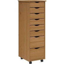 Rollschrank mit Schubladen moss Honigbraun Massivholz Kiefer vidaXL