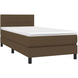 Jinlefu - Boxspringbett mit Matratze Dunkelbraun 90x200 cm Stoff vidaXL