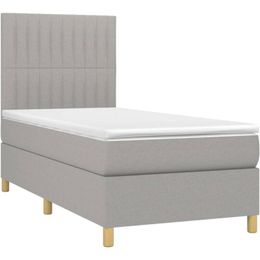 Boxspringbett mit Matratze Hellgrau 90x200 cm Stoff vidaXL