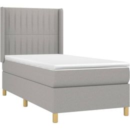 Boxspringbett mit Matratze Hellgrau 90x200 cm Stoff vidaXL