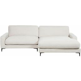 Beliani Ecksofa Cremeweiß Chenille Stoff Linksseitig für 3 Personen L-Form Polsterung Gepolstert Schwarze Metallbeine Modern Couch für Wohnzimmer