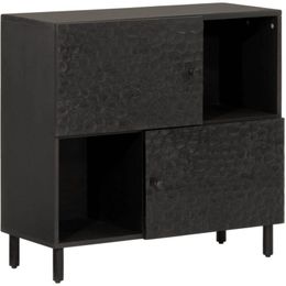 vidaXL - Beistellschrank Schwarz 80x33x75 cm Massivholz Mango