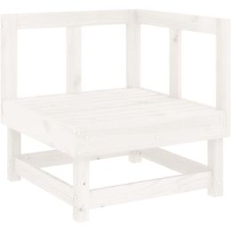 Garten-Ecksofa Weiß Massivholz Kiefer vidaXL