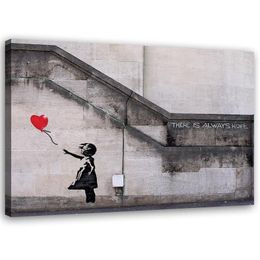 Bild auf Leinwand, Wandgemälde Banksy Girl with a Balloon - 100x70