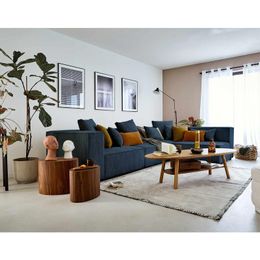 Colombine – modulares ecksofa rechts – 5-sitzer – aus cord - nachtblau