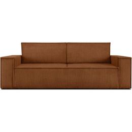 Napi Sofa 3 Sitzer, mit Schlaffunktion, in Pet Friendly Cord-Stoff, creme - Konsimo