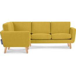 Ecksofa links mit Armlehnen 'tagio', Gelb, Stoff, Scandinavian, 220x80x181cm - Konsimo