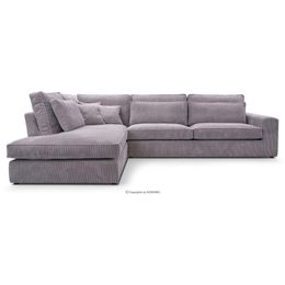 Impera Gemütliches Ecksofa 4/5 Sitzer links aus Cordstoff, grau - Konsimo