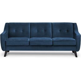 Terso Sofa, 3 Sitzer im zeitlosen Design, Velours-Bezug, blau - Konsimo