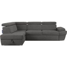 Konsimo - ratlo Ecksofa , Schlaffunktion, 4 /5 Sitzer, Bettkasten, grau