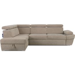 KONSIMO RATLO Ecksofa , Schlaffunktion, 4 /5 Sitzer, Bettkasten, dunkelbeige