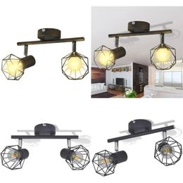 vidaXL - Deckenstrahler mit 2 LED-Glühlampen Industrie-Stil Drahtschirm - Deckenstrahler - Strahler - Home & Living - Schwarz