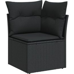 Garten-Ecksofa mit Kissen Schwarz Poly Rattan vidaXL