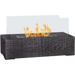 HOMCOM - Ethanol Kamin, Tischkamin, 1000BTU Tischfeuer, 0,15L Bio-Ethanol Kamin mit Feuerdeckel, Bio-Ethanol-Brenner mit Holzoptik, für Indoor,