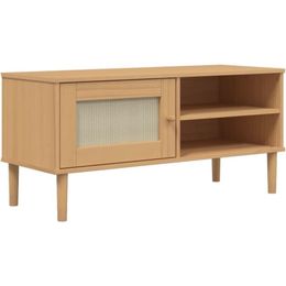 TV-Schrank senja Rattan-Optik Braun 106x40x49 cm Kiefernholz vidaXL