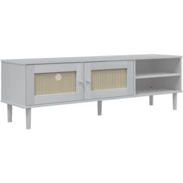 TV-Schrank senja Rattan-Optik Weiß 158x40x49cm Kiefernholz vidaXL