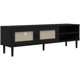 TV-Schrank senja Rattan-Optik Schwarz 158x40x49cm Kiefernholz vidaXL