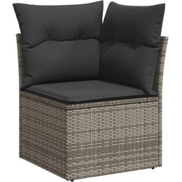 Garten-Ecksofa mit Kissen Grau Poly Rattan vidaXL