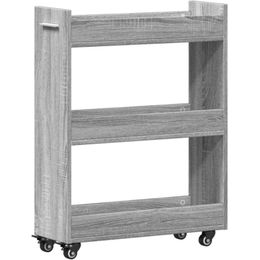 vidaXL - Schrank mit Rollen Grau Sonoma 60x22x79 cm Holzwerkstoff