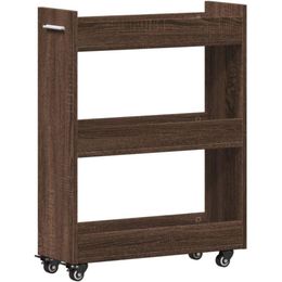 Schrank mit Rollen Braun Eichen-Optik 60x22x79 cm Holzwerkstoff vidaXL