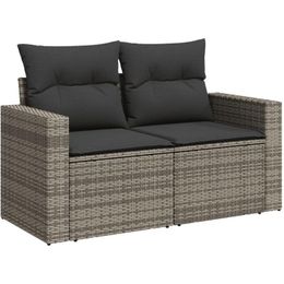 Gartensofa 2-Sitzer mit Kissen Grau Poly Rattan vidaXL