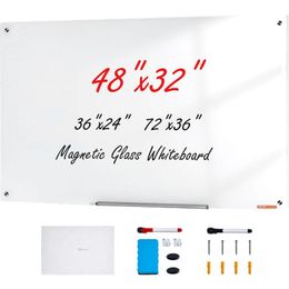 Mophorn - vevor Magnetisches Glas-Whiteboard, Wandtafel Trocken Abwischbare Tafel 120 x 80 cm, Wandmontiertes Weißes Glasboard ohne Rahmen, mit