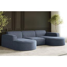 Kaiser Ecksofa, Sofa U form, Couch U form MODENA U STUDIO stoff Neve Blau